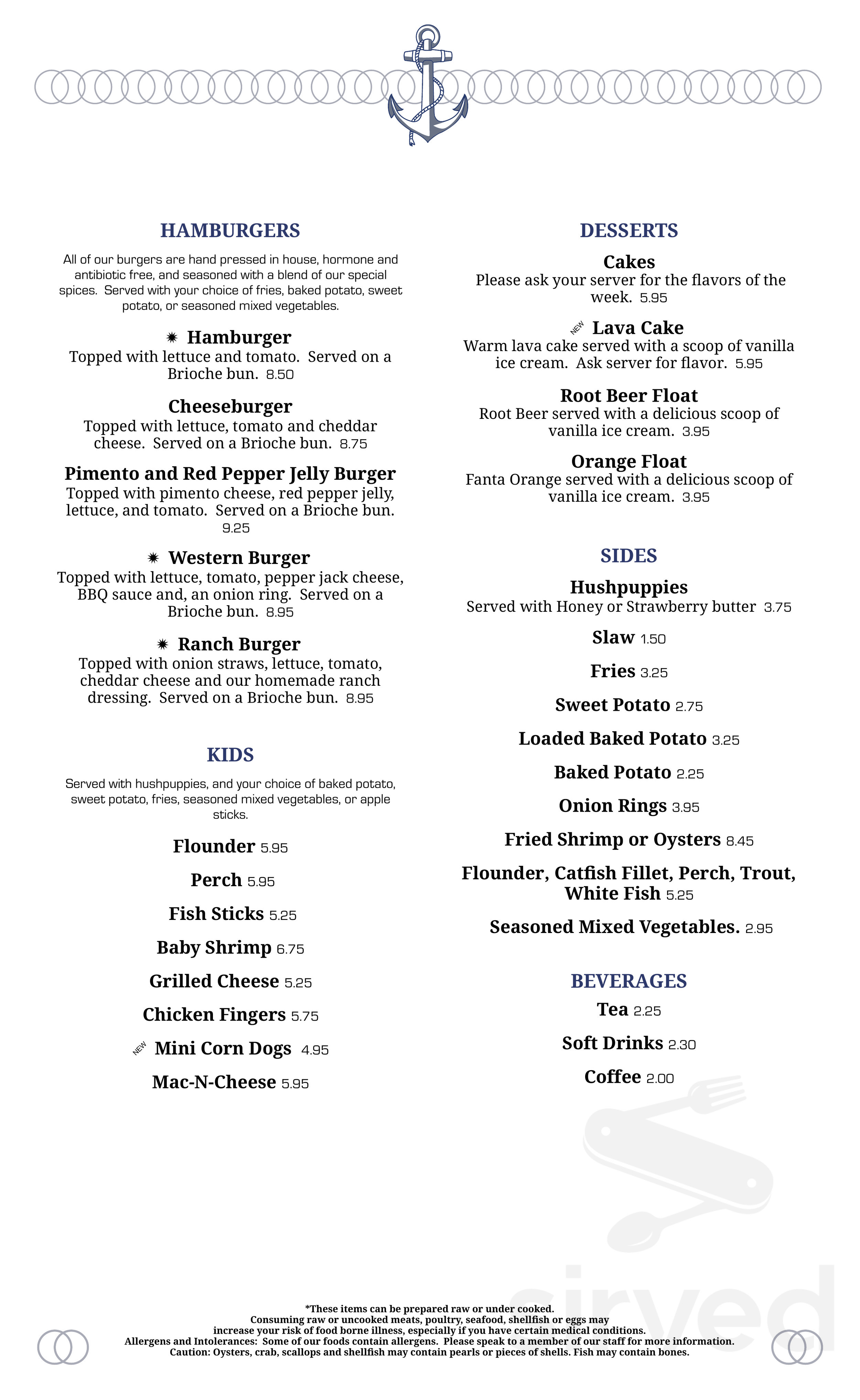 Mayfair Seafood menu in Monroe, North Carolina, USA