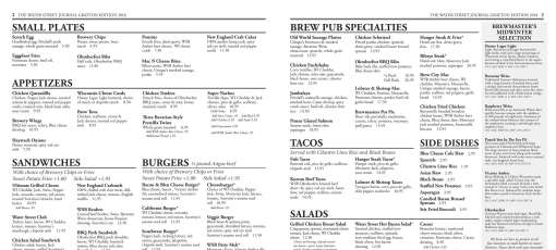 Menu for Water Street Brewery Lake Country in Delafield, WI | Sirved