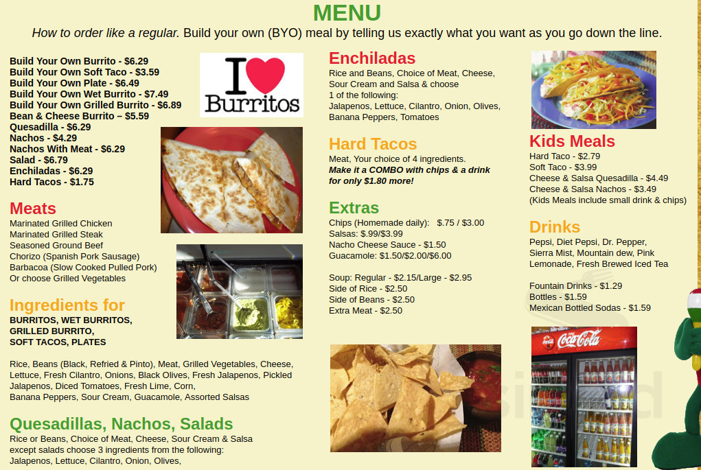 Menu for Chili Peppers Fresh Mexican Grill in Cleveland, OH | Sirved