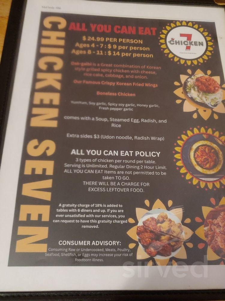 Chicken Seven menu in St. Louis, Missouri, USA