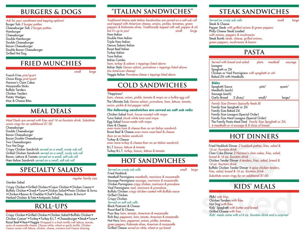 Menu - Westbrook ME's Corsetti's | Sirved