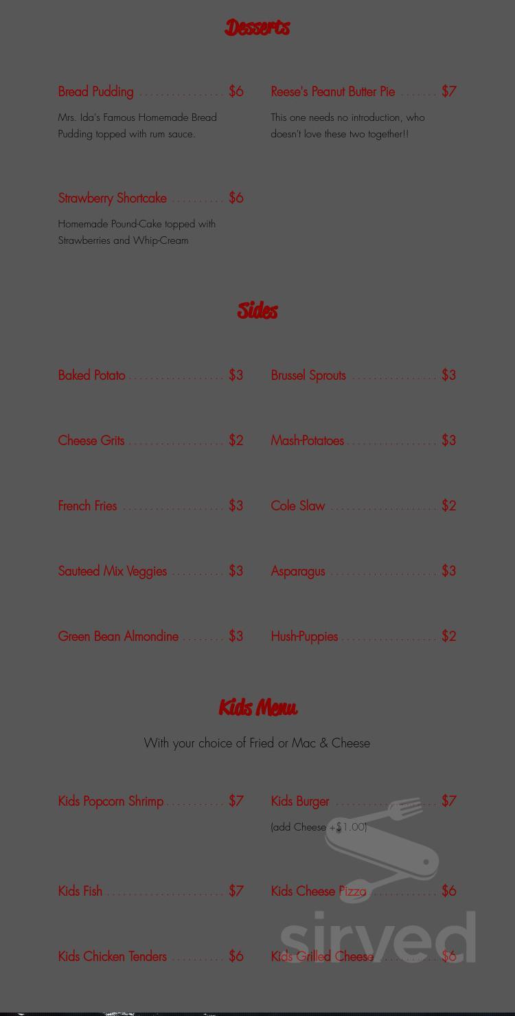 The Club at Live Bait menu in Orange Beach, Alabama, USA