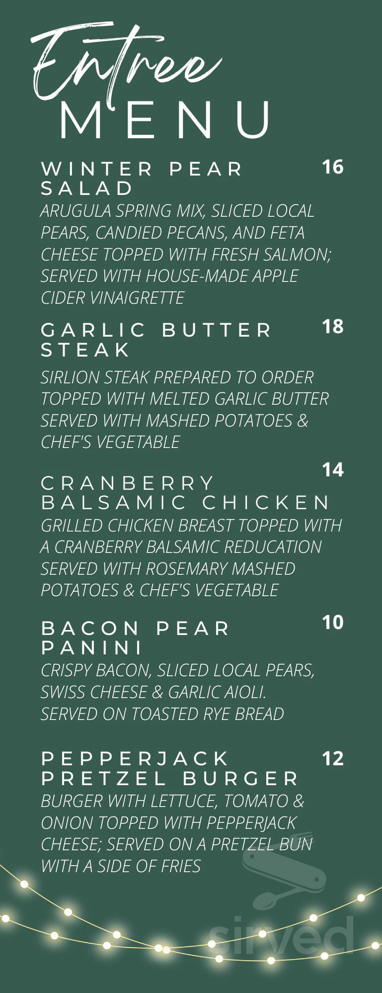 The Bistro At The Village Green menus in Martinsburg, Pennsylvania ...