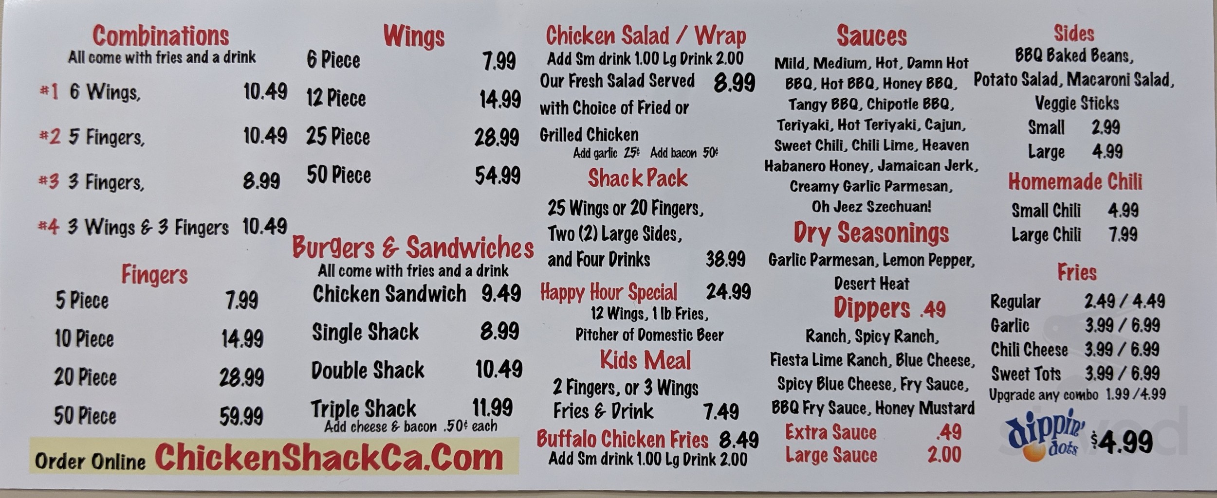 The Chicken Shack Menu In Selma California USA The Chicken Shack Menu In Selma California USA