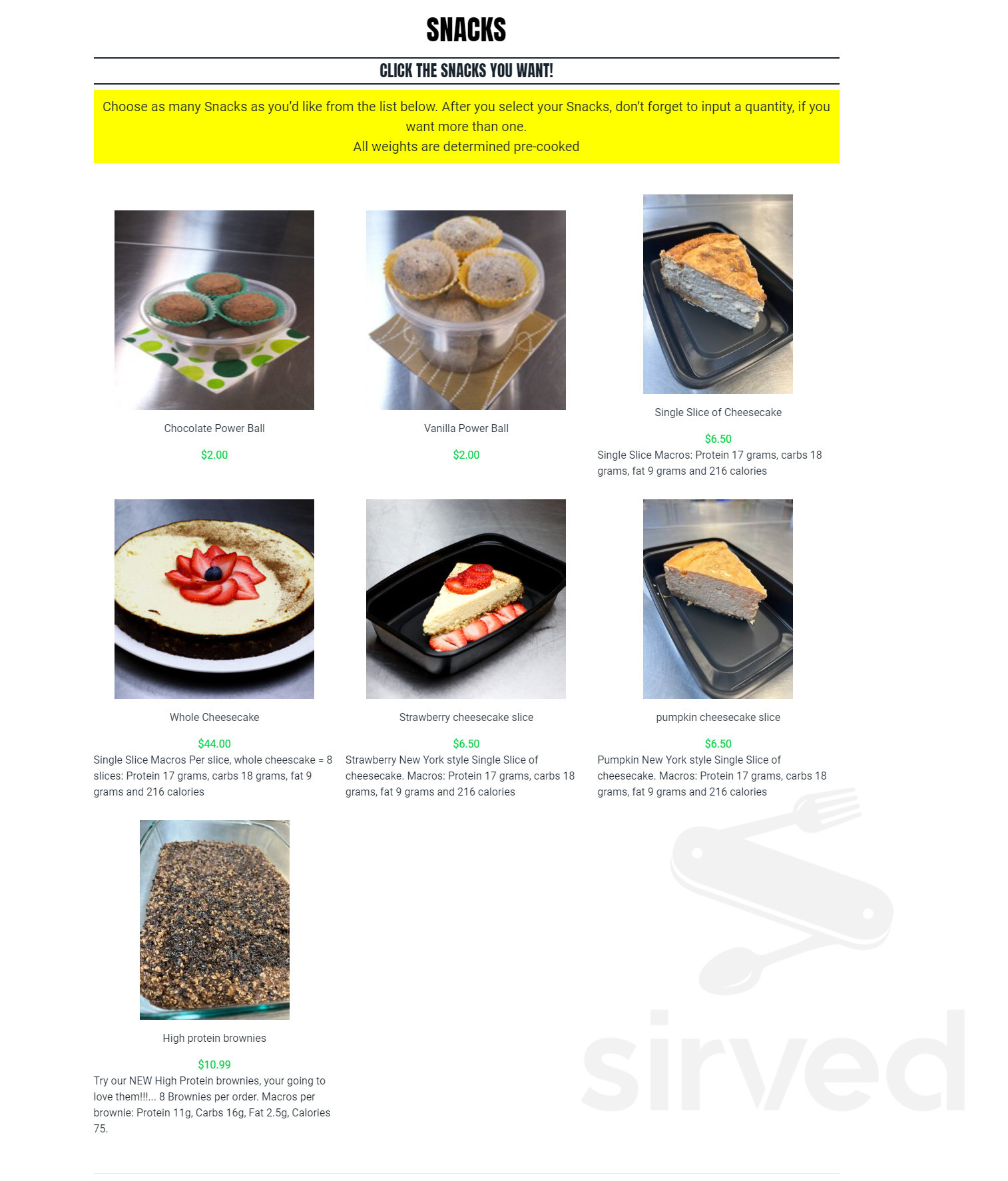 Fit Meals 4u menu in Las Vegas, Nevada, USA