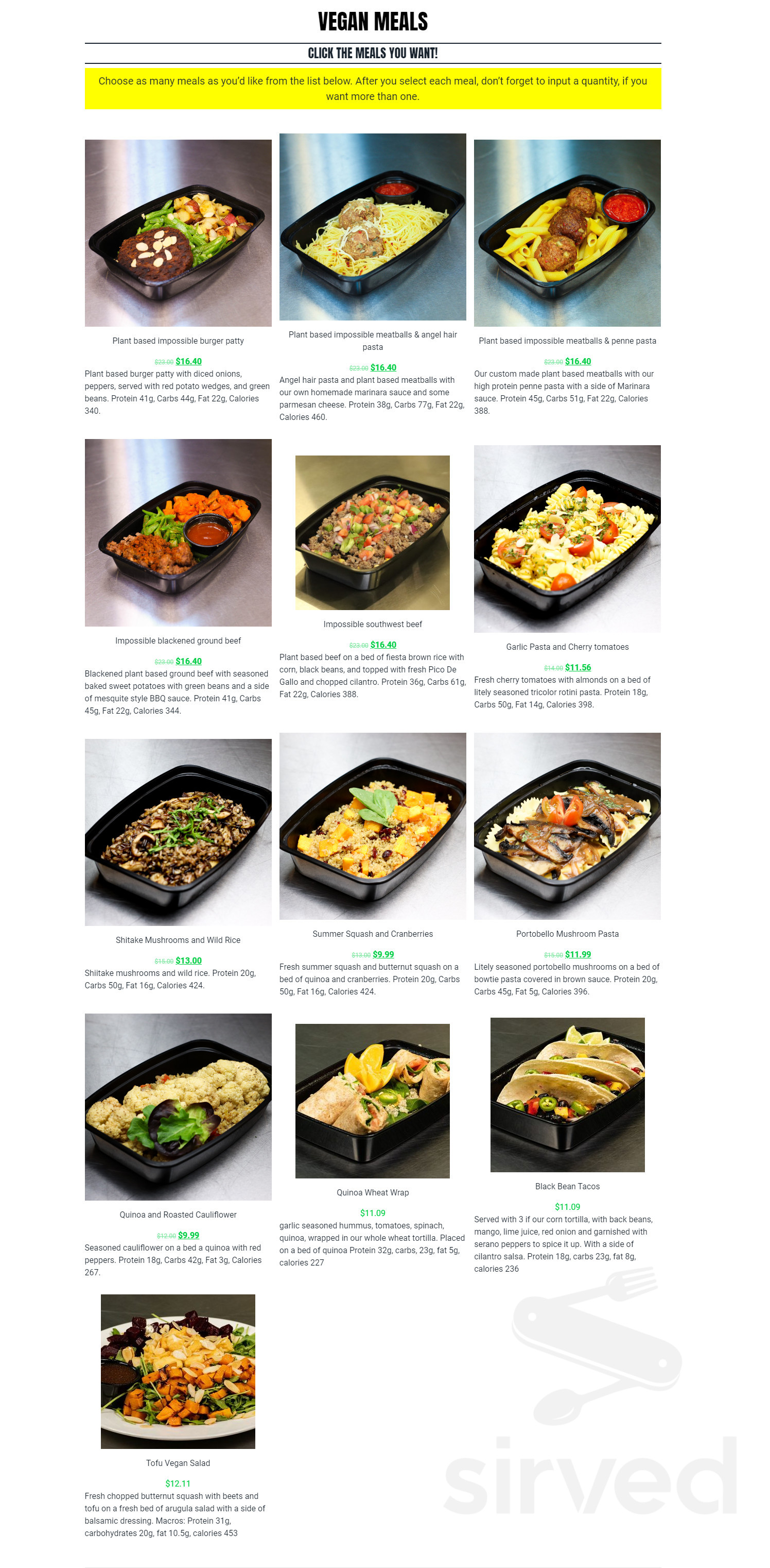 Fit Meals 4u menu in Las Vegas, Nevada, USA