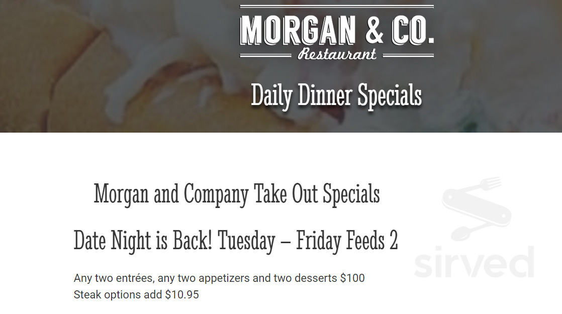 Morgan & Co menu in Glens Falls, New York, USA