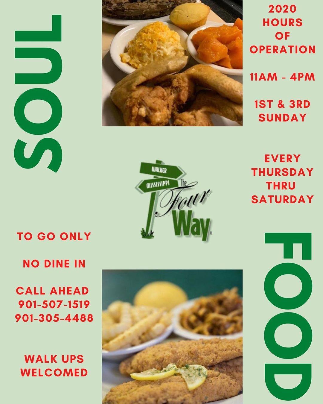 The Four Way Soul Food Restaurant menu in Memphis, Tennessee, USA