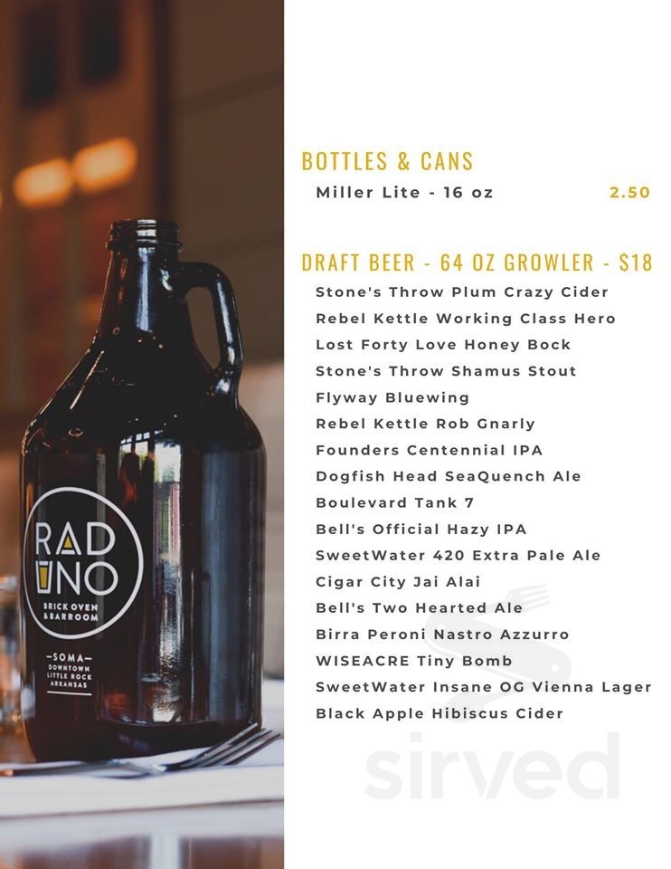 Raduno | Brick Oven & Barroom menus in Little Rock, Arkansas, United States