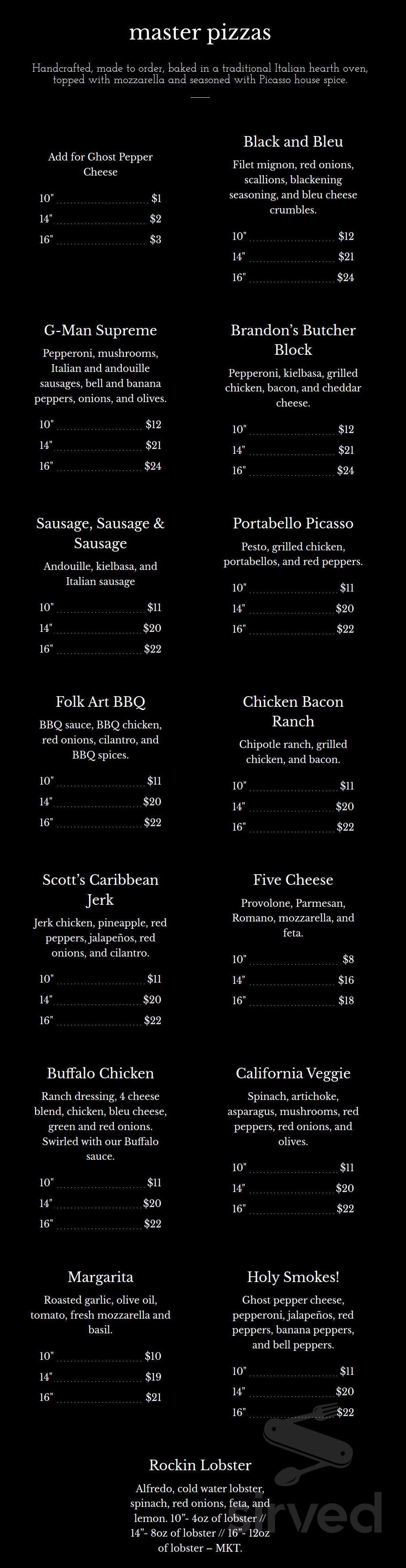 Picasso Bistro & Pizzeria menu in Jackson, Tennessee, USA