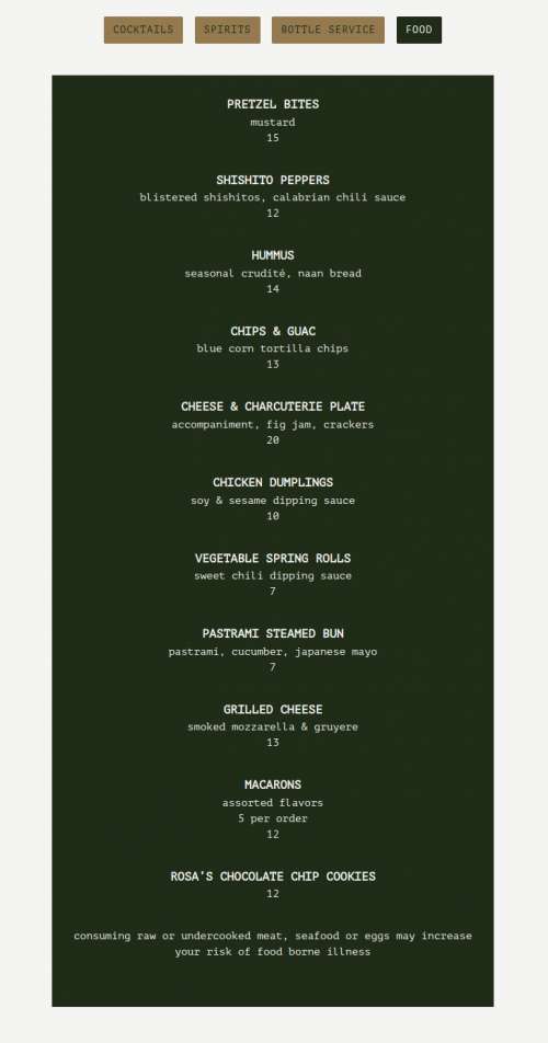 The Crown menu in New York, New York, USA
