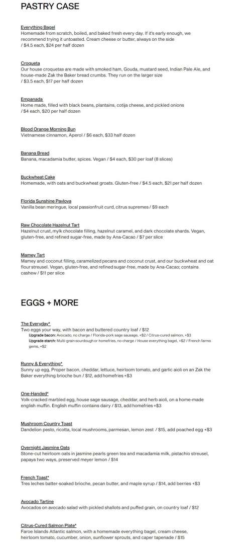 ALL DAY menu in Miami, Florida, USA