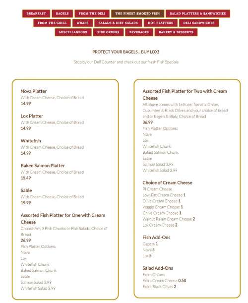 Bagel Snack menu in Pompano Beach, Florida, USA