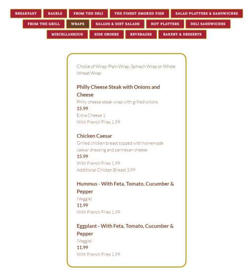 Bagel Snack menu in Pompano Beach, Florida, USA