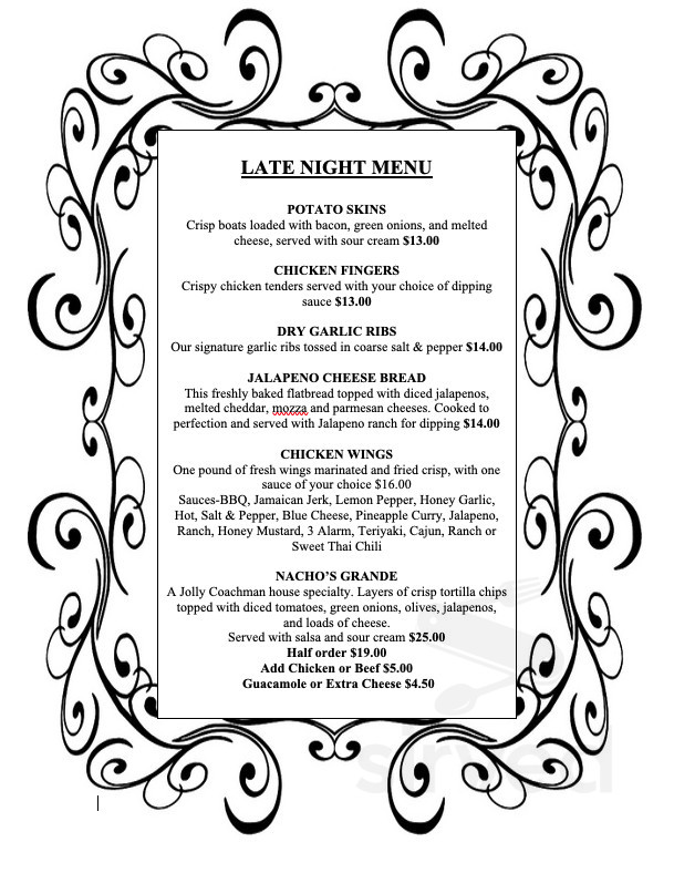 Menu for Jolly Coachman Pub & Liquor Store in Pitt Meadows, BC | Sirved