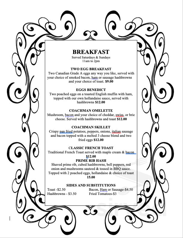 Menu for Jolly Coachman Pub & Liquor Store in Pitt Meadows, BC | Sirved