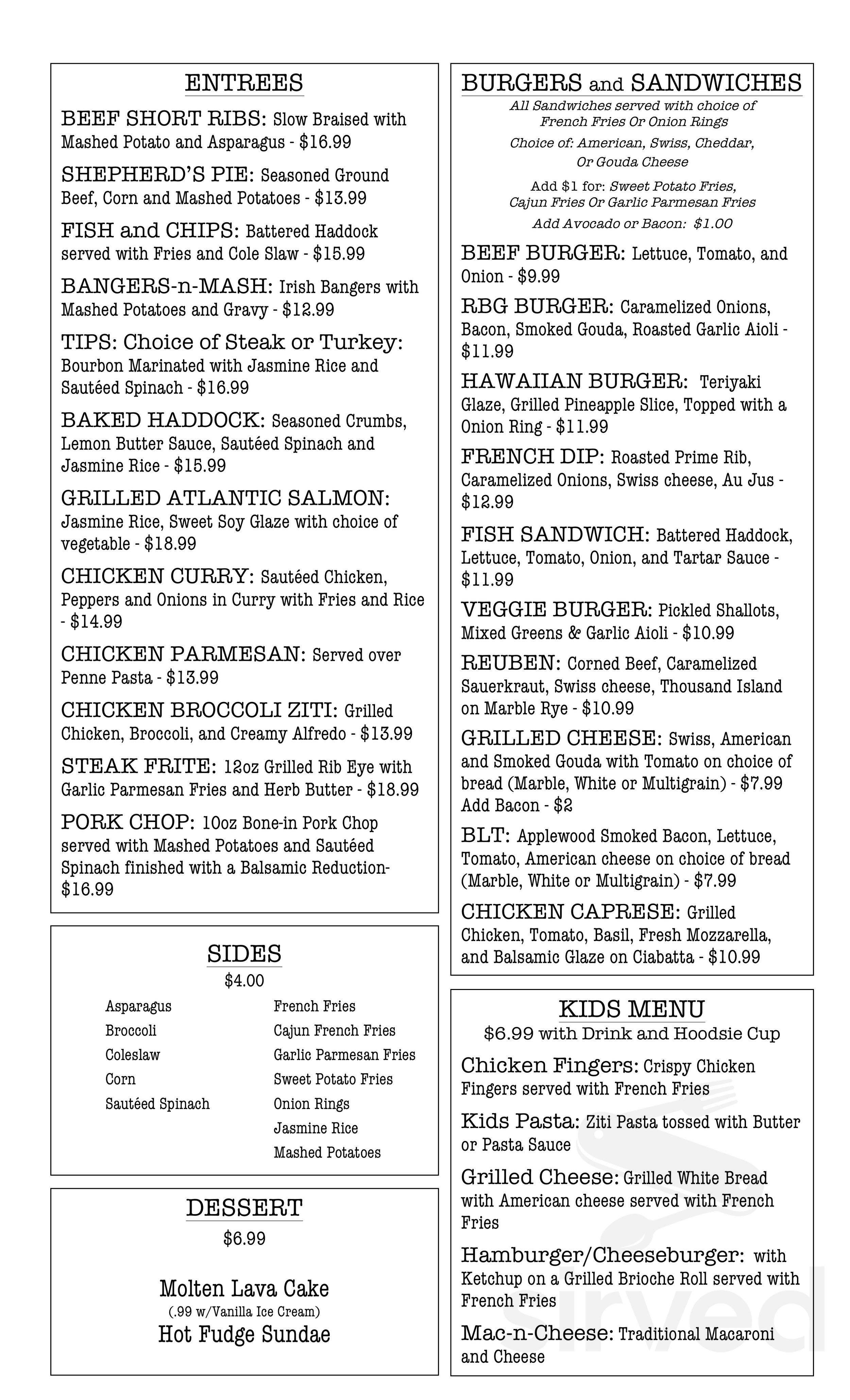 Rockland Bar & Grill menu in Rockland, Massachusetts, USA