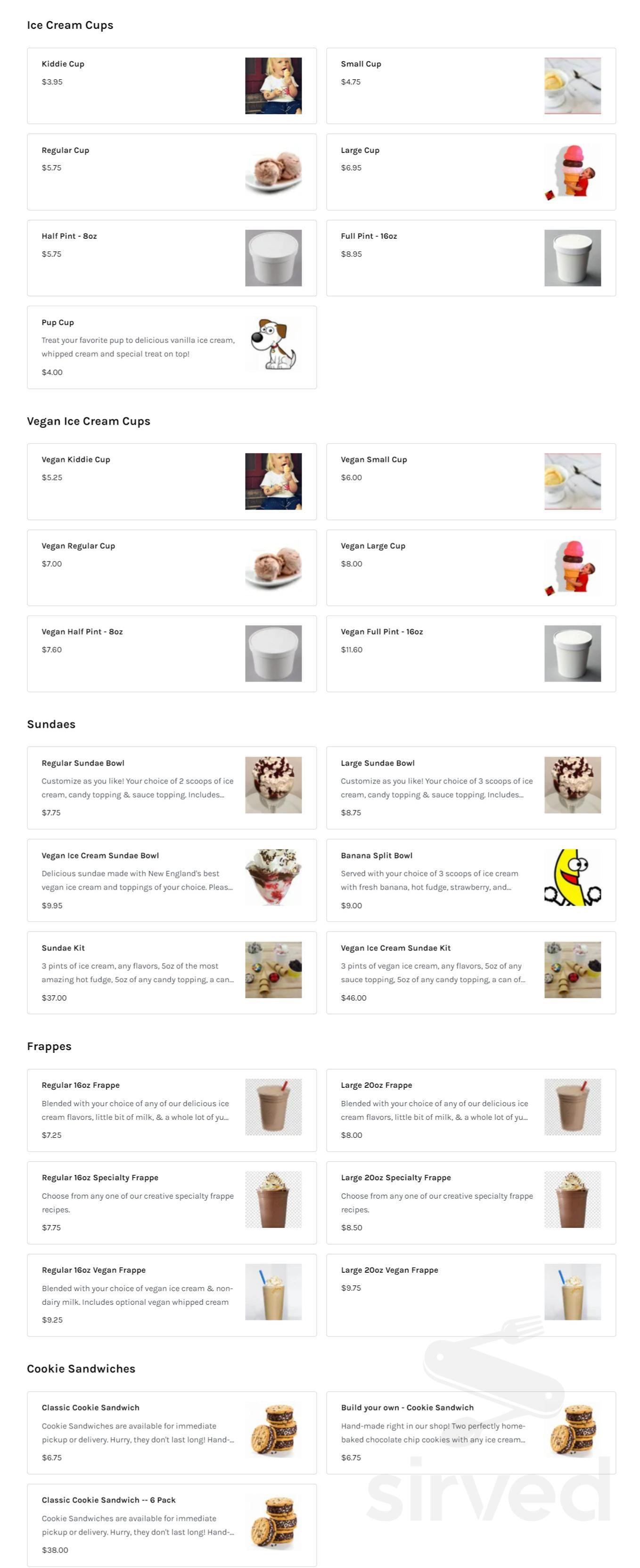 Menu - Hanover MA's LiL Duke's Ice Cream Shoppe | Sirved