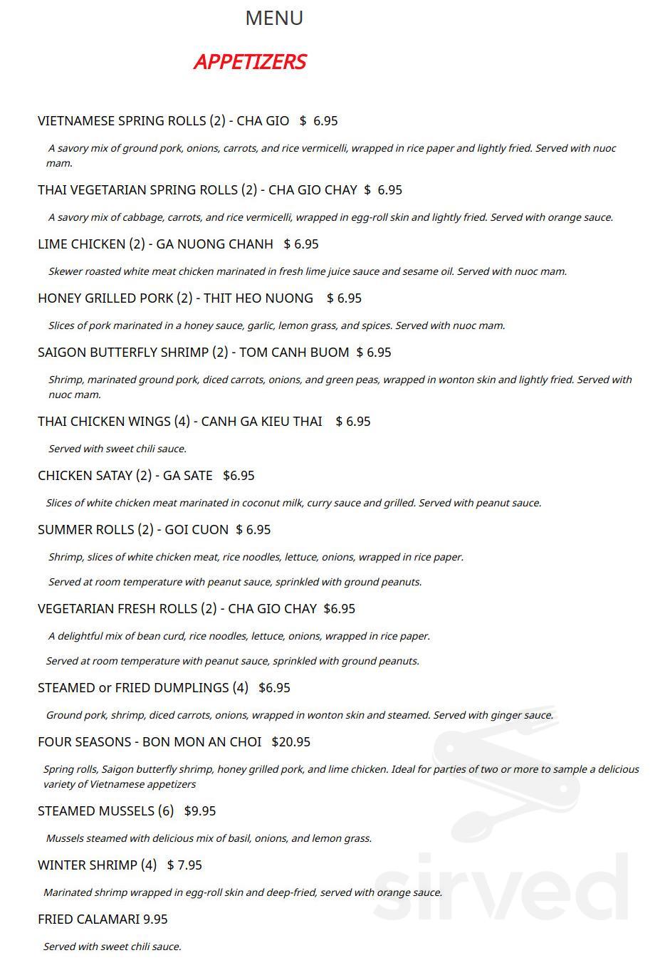 Menu for Saigon City Restaurant in Old Saybrook, CT | Sirved