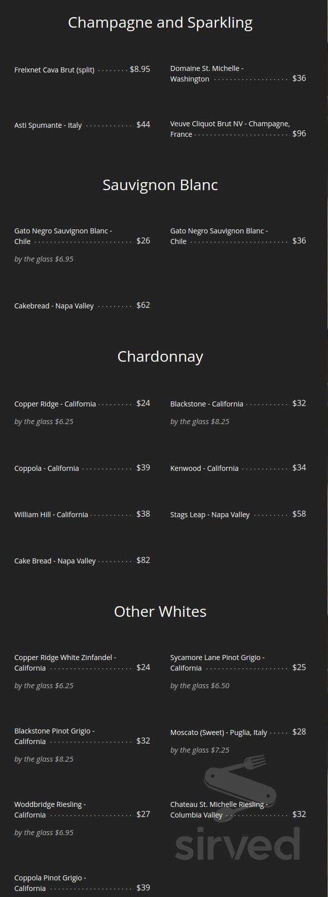 Silver Fox Bar & Grill menu in Yorkville, Illinois, USA