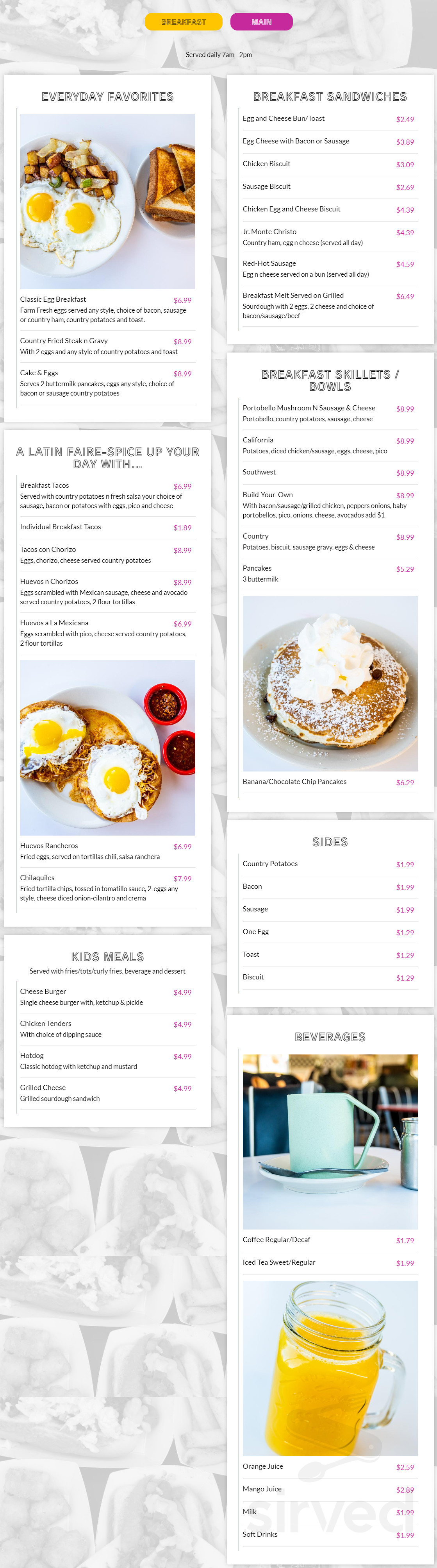 Sean's Shack menu in Raleigh, North Carolina, USA