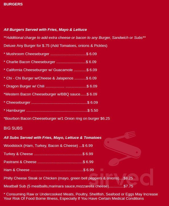 Menu - Phoenix AZ's Long Wongs Of Laveen | Sirved