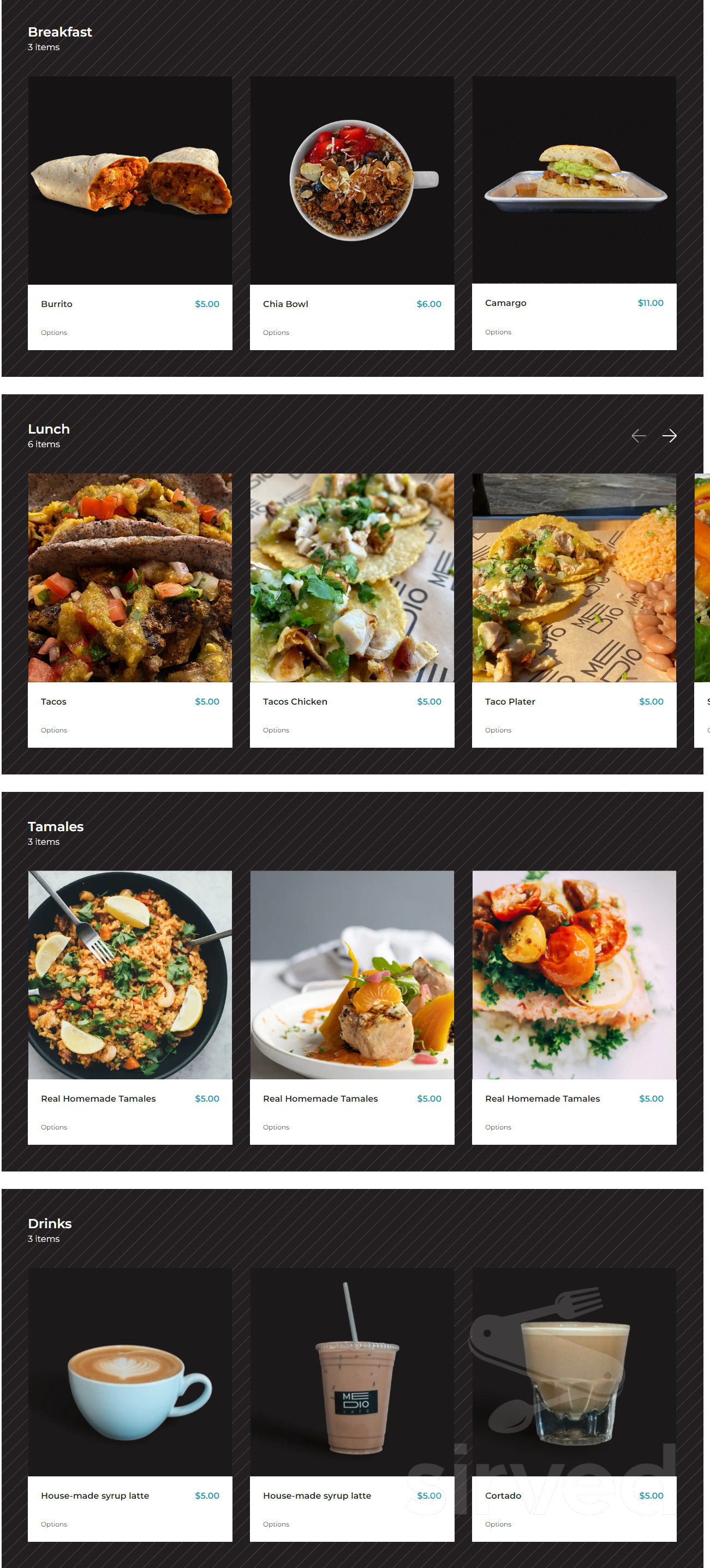 Medio Cafe menu in Friday Harbor, Washington, USA