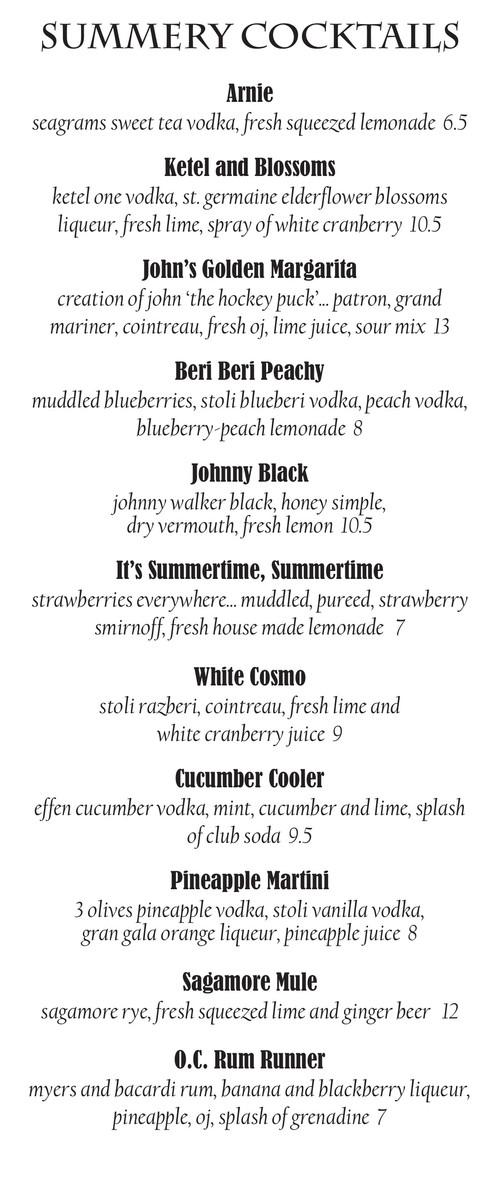 Bluestone Restaurant menu in Timonium, Maryland, USA