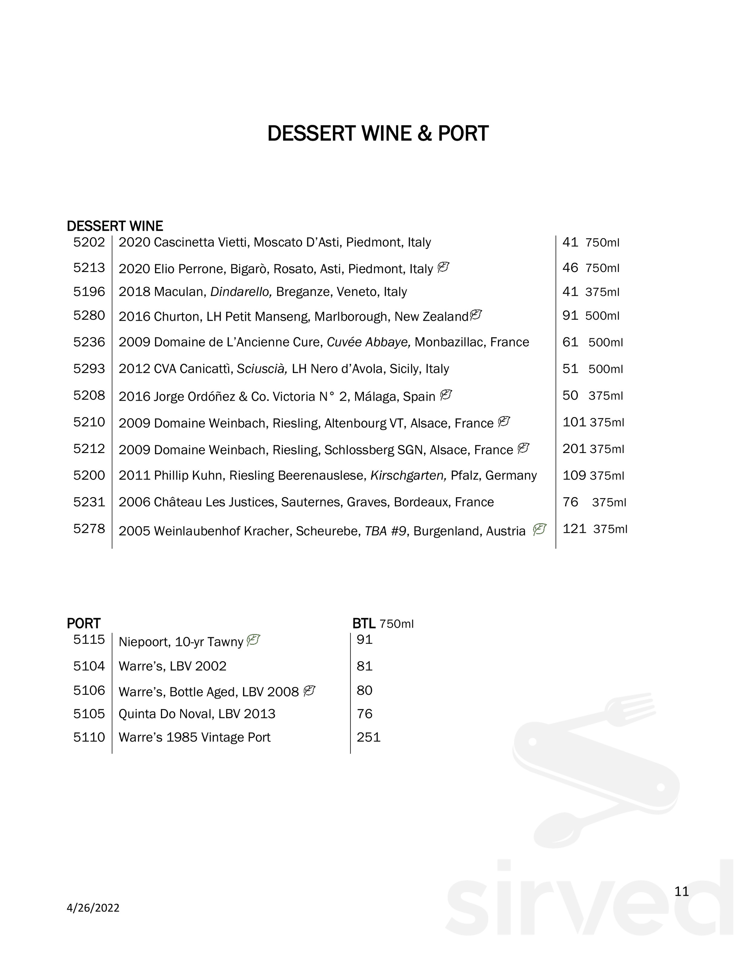 Frontera Grill menu in Chicago, Illinois, USA