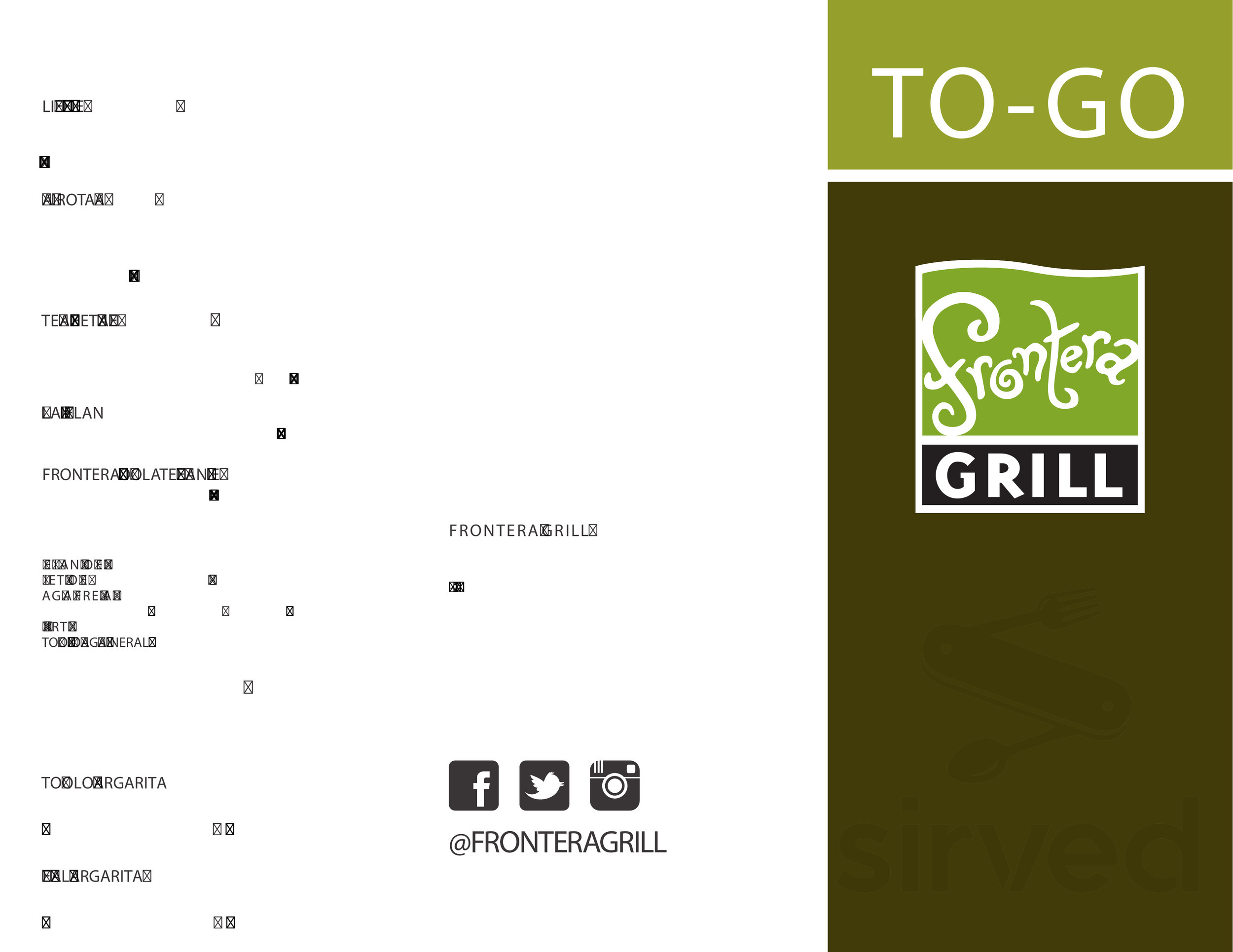 Frontera Grill menu in Chicago, Illinois, USA