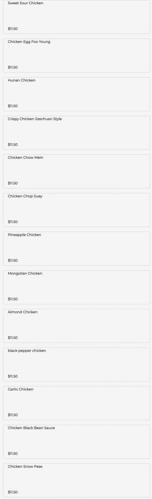 Fu lin Chinese restaurant menu in Little Rock, Arkansas, USA