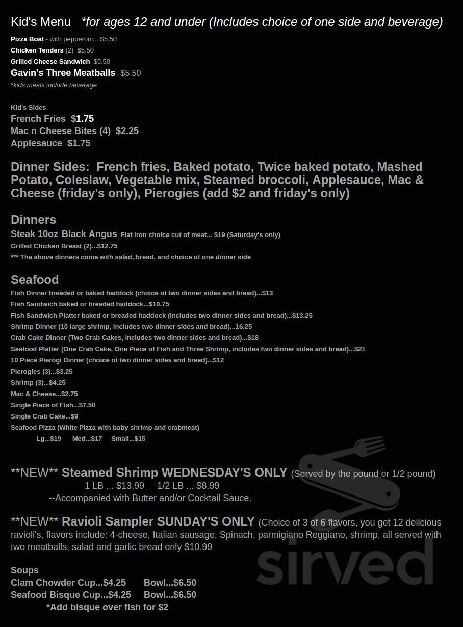 The Johnstown Inn menu in Johnstown, Pennsylvania, USA