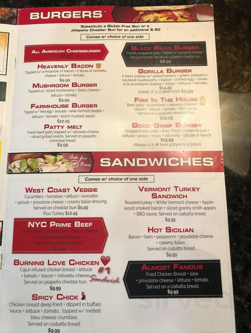 Chatters menu in Pittsburg, Kansas, USA