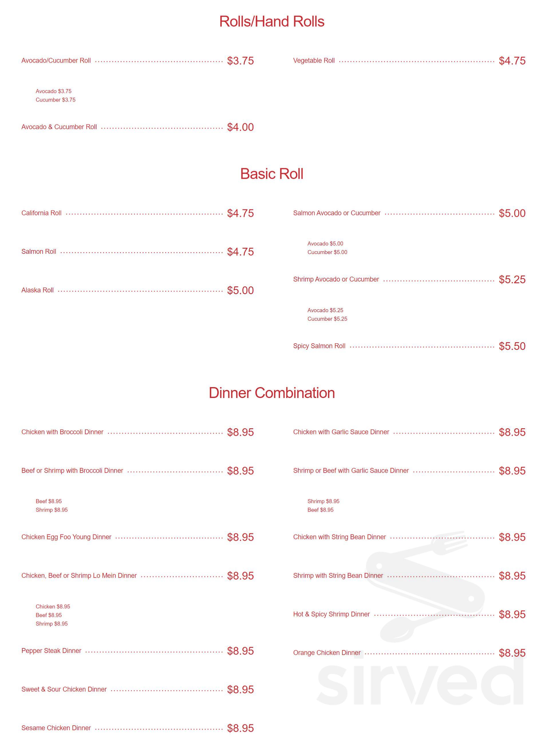 Menu - Johnson City TN's Hibachi Grill & Supreme Buffet | Sirved