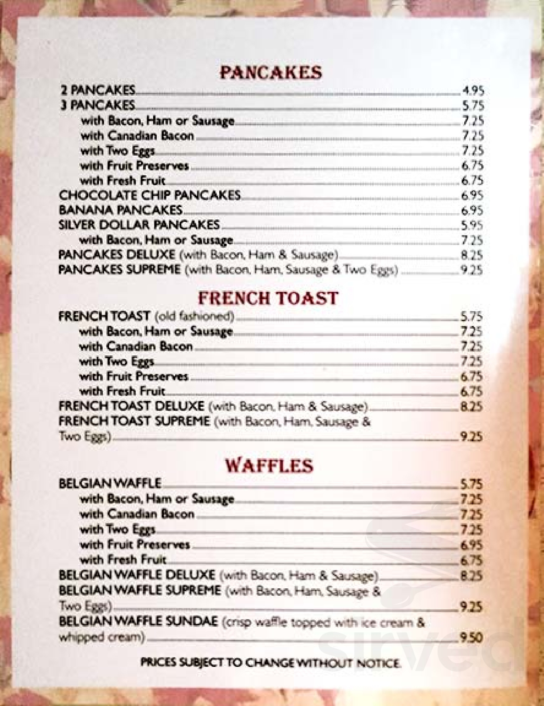 Three Coins Diner menus in Tampa, Florida, United States