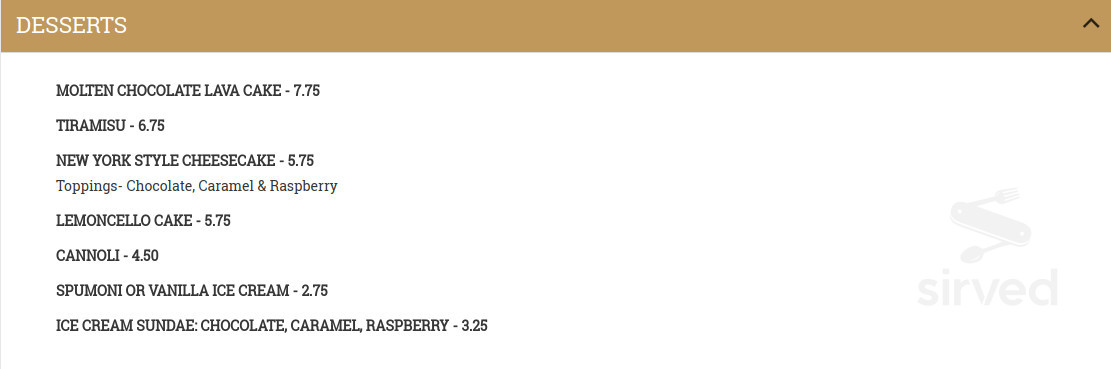 Avantis Italian Restaurant & Pub menu in Verona, Wisconsin, USA