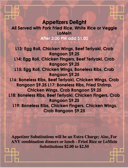 Fortune Cookie menu in Windham, Maine, USA