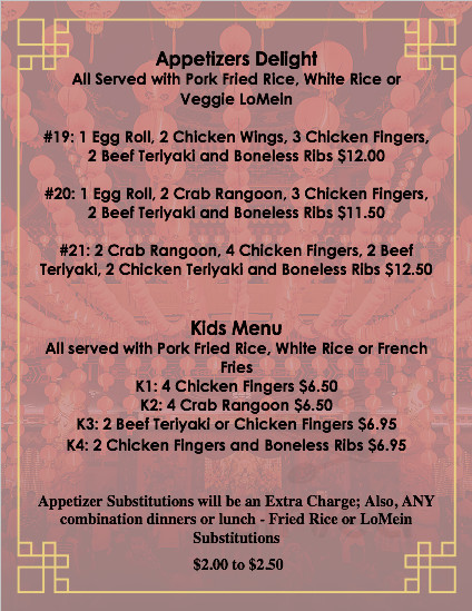 Fortune Cookie menu in Windham, Maine, USA