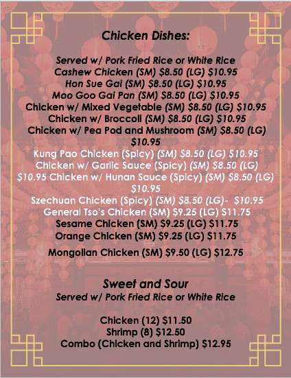 Fortune Cookie menu in Windham, Maine, USA