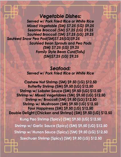 Fortune Cookie menu in Windham, Maine, USA