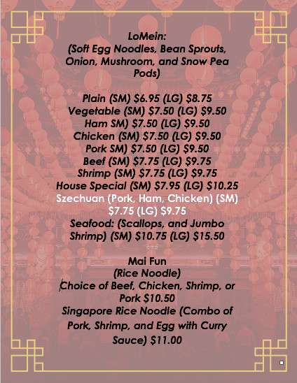 Fortune Cookie menu in Windham, Maine, USA