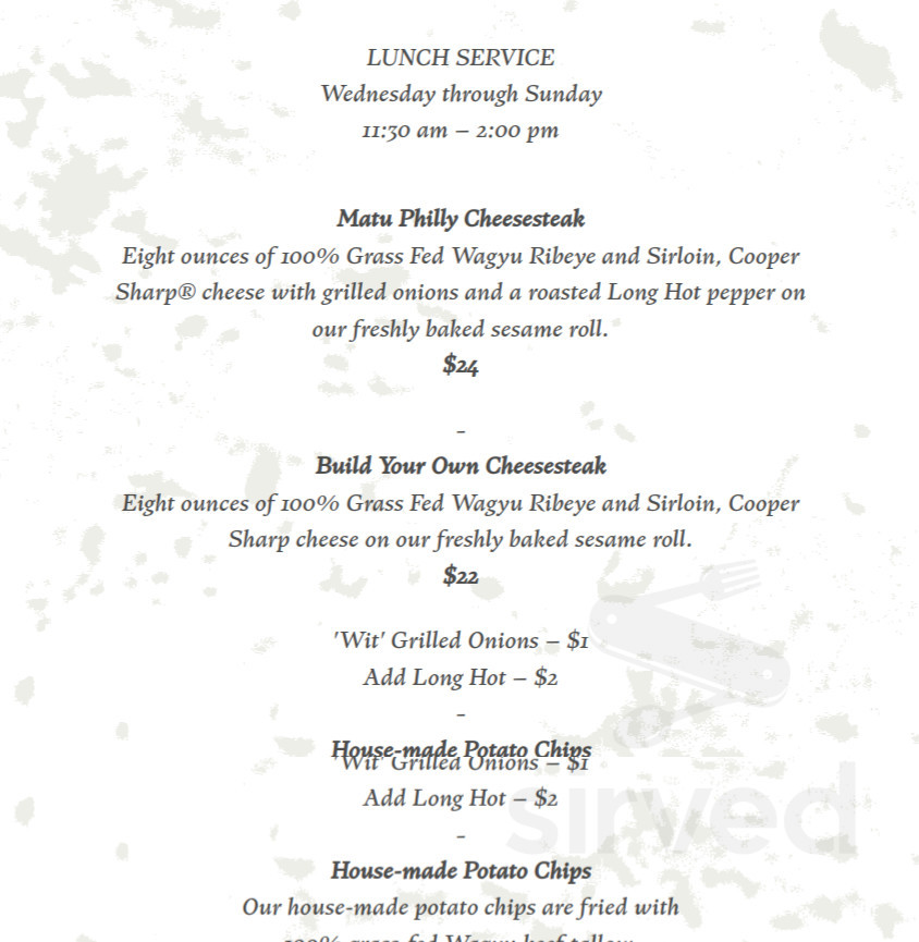 Matu menu in Beverly Hills, California, USA