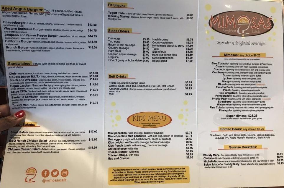 Mimosas Cafe menus in San Jose, California, United States