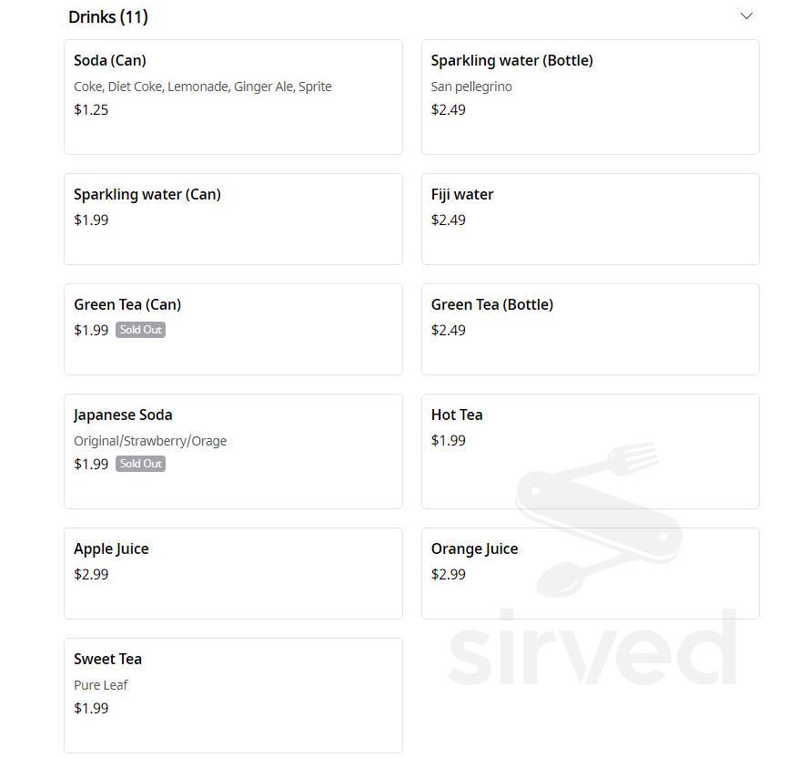 Menu for Sheng Ramen Ballantyne in Charlotte, North Carolina, United States