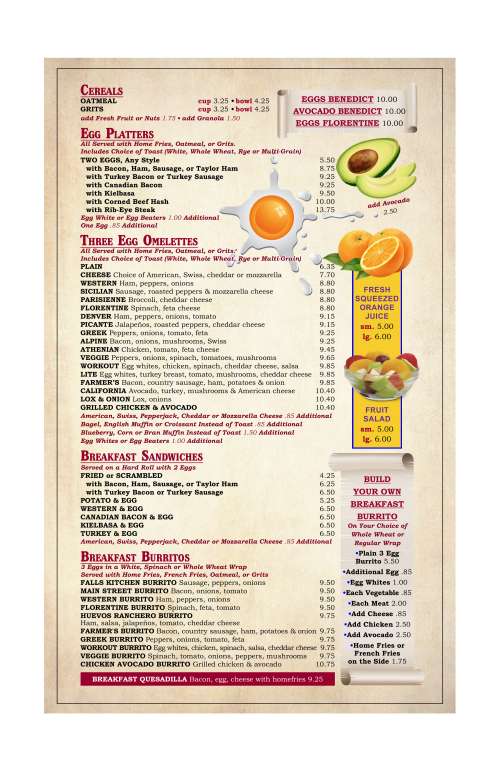 The Falls Kitchen menu in Little Falls, New Jersey, USA