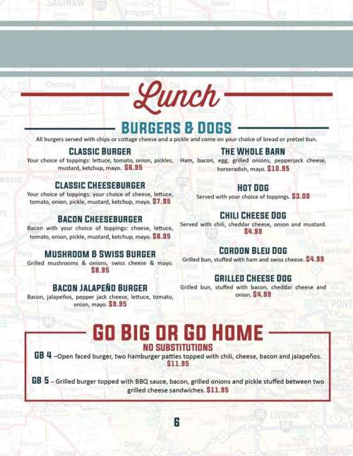 Amy's Downtown Diner menu in Perry, Michigan, USA