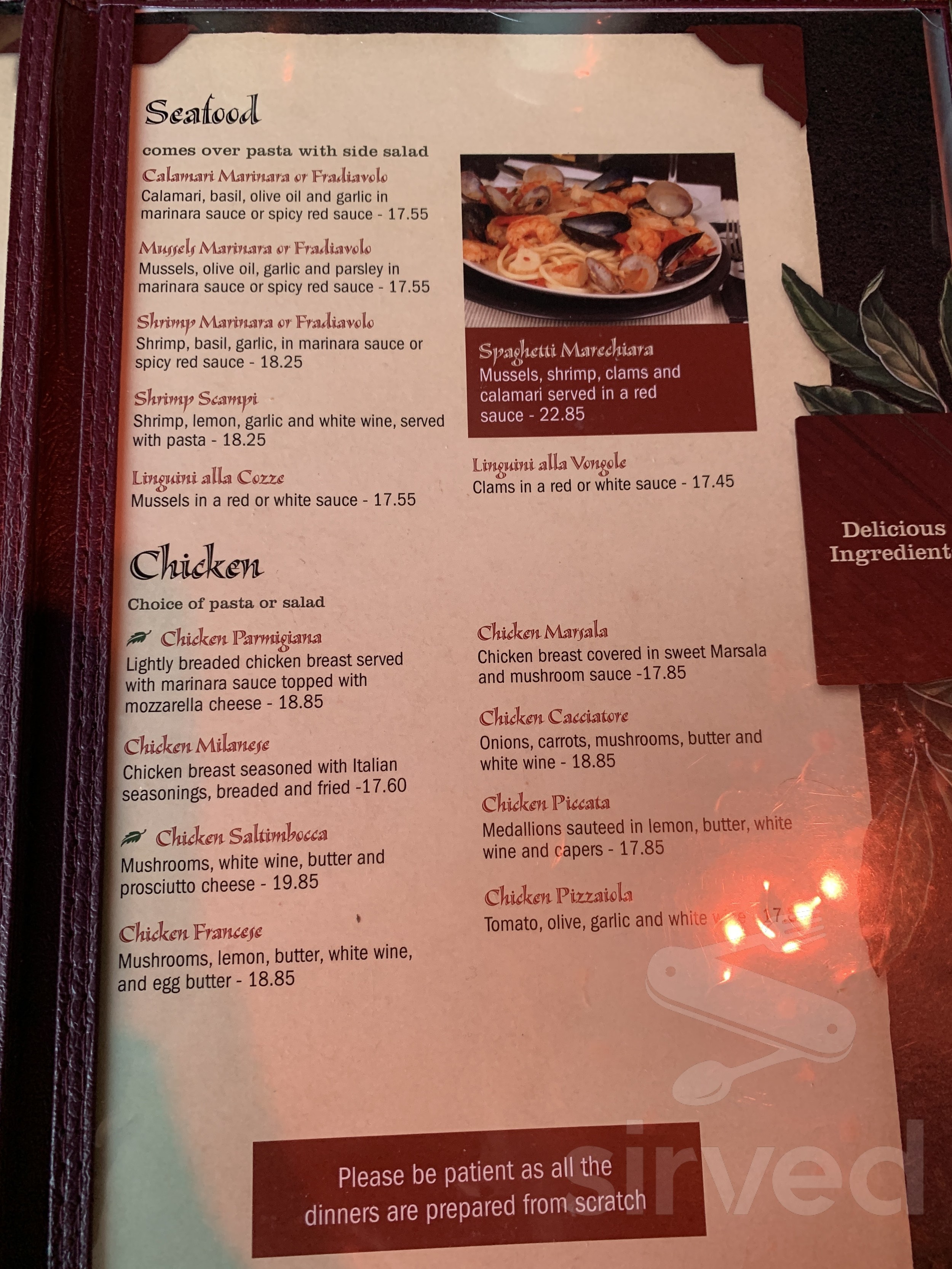 Menu - St Cloud FL's La Bella Napoli Restaurant | Sirved