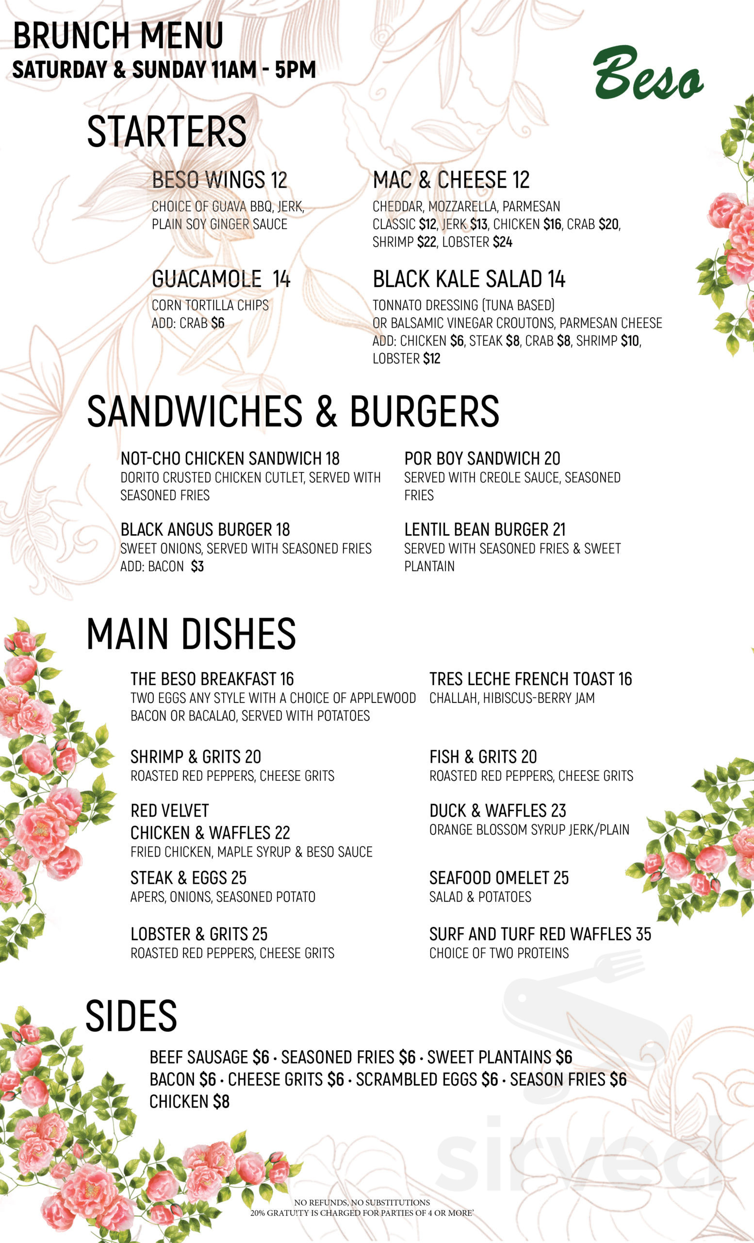 Brooklyn Beso menu in Brooklyn, New York, USA