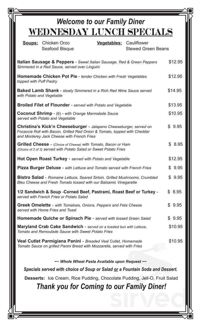 Stony Point Family Diner menu in Stony Point, New York, USA