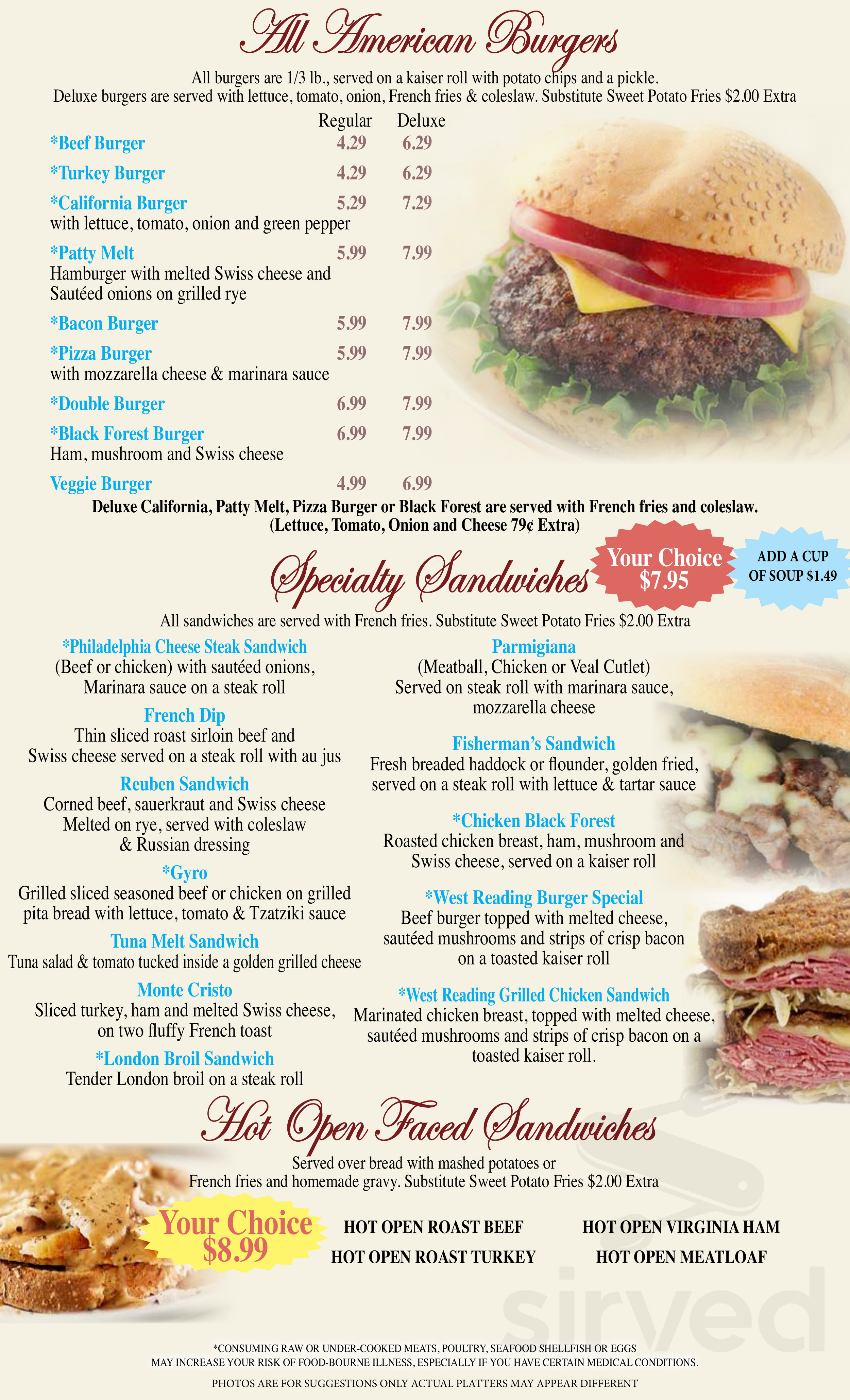 Menu - Reading PA's West Reading Diner | Sirved